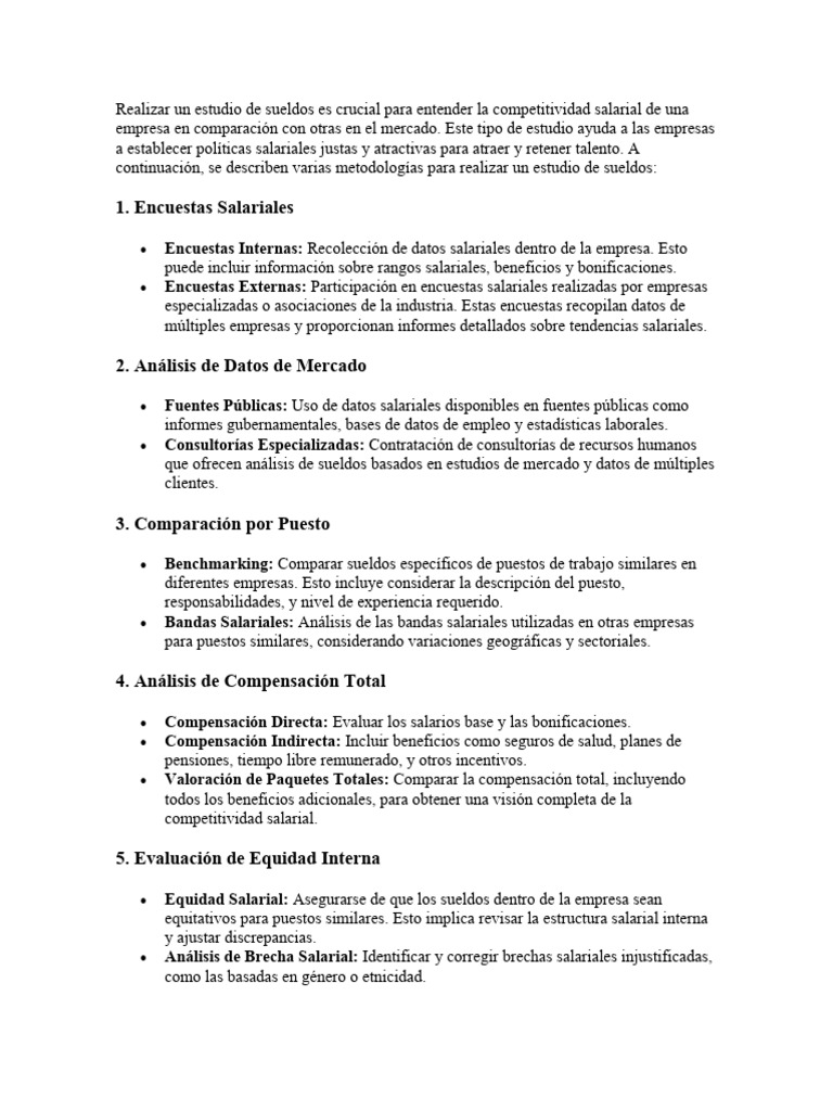 Realizar un estudio de sueldos es crucial para entender la ...