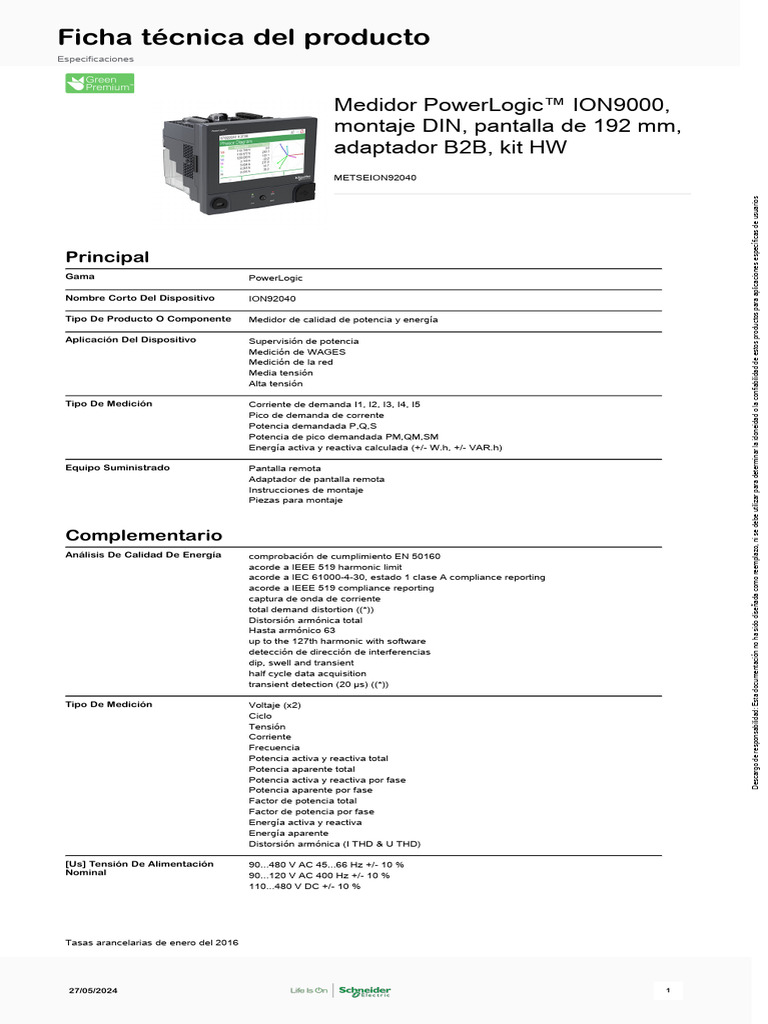 Schneider Electric - PowerLogic-ION9000 - METSEION92040 | PDF | Energia ...