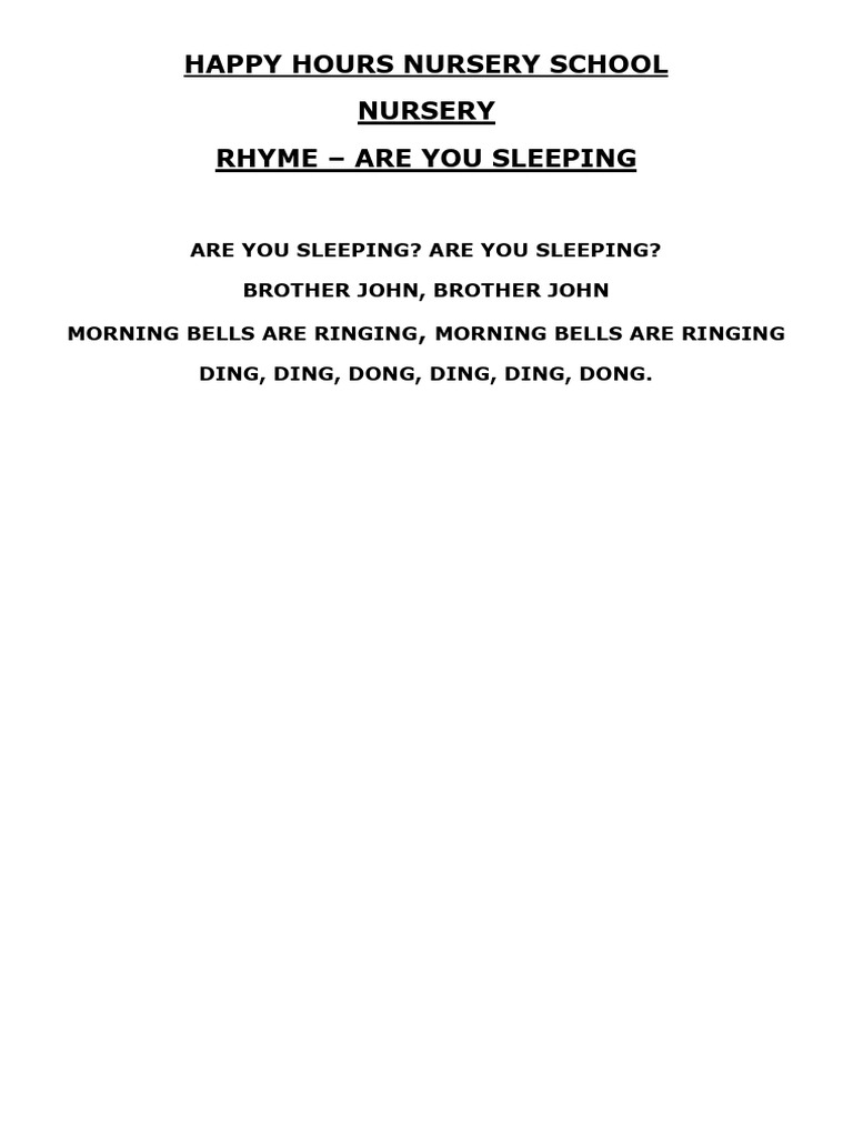 Nursery Rhyme: Are You Sleeping | PDF | Art | Self-Improvement