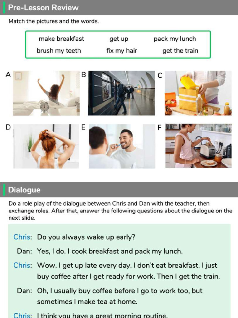 Daily English Lesson 3 Morning Routine | PDF