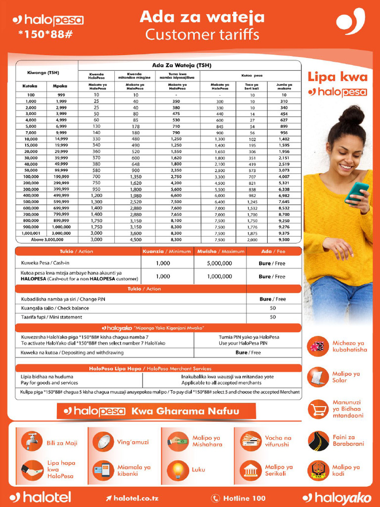 Halopesa Customer Tariff Updated July 2023 | PDF