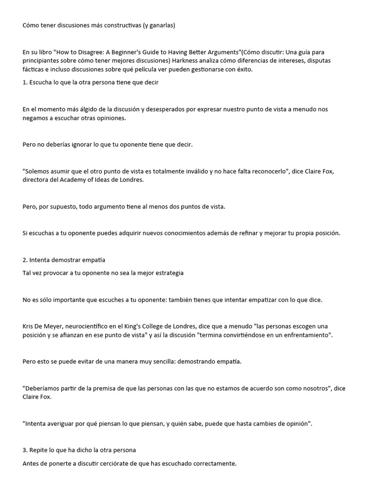 Cómo Tener Discusiones Más Constructivas | PDF | Las emociones | Autoestima