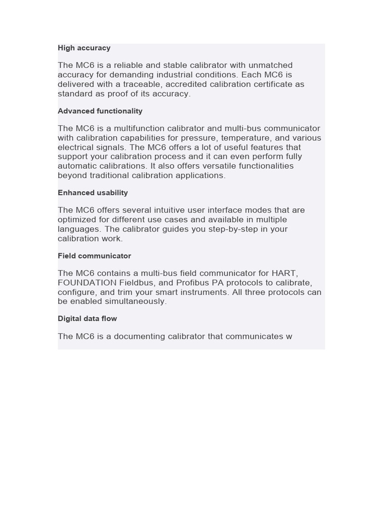 MC6 Multifunction Calibrator Overview | PDF