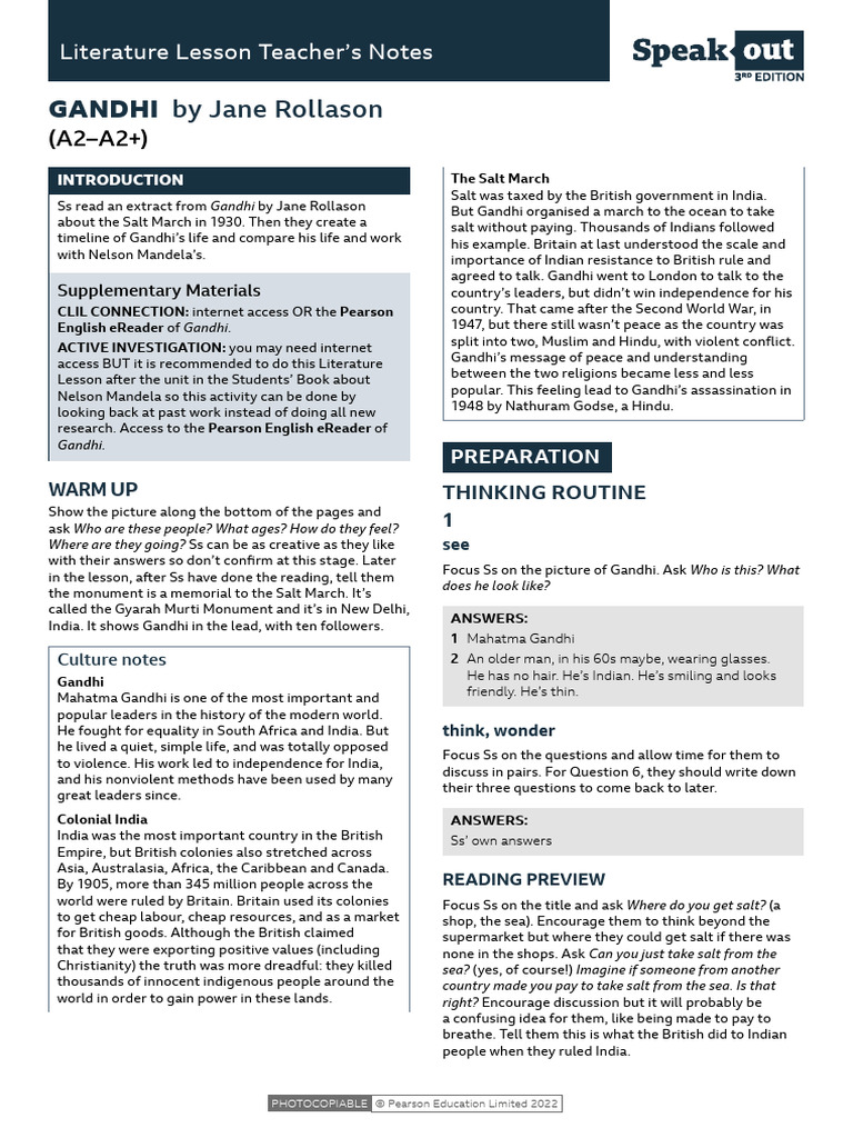 SO3 A2-A2P Lit Lesson 2 TN | PDF | Mahatma Gandhi | Nelson Mandela