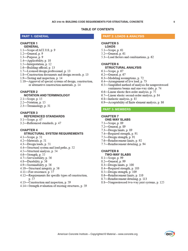 INDICE DE ACI | PDF | Prestressed Concrete | Concrete