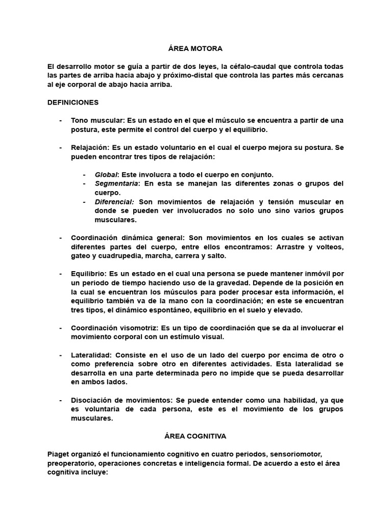 Área Motora y Cognitiva | PDF | Percepción | Músculo