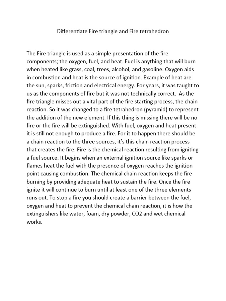Differentiate Fire Triangle and Fire Tetrahedron | PDF