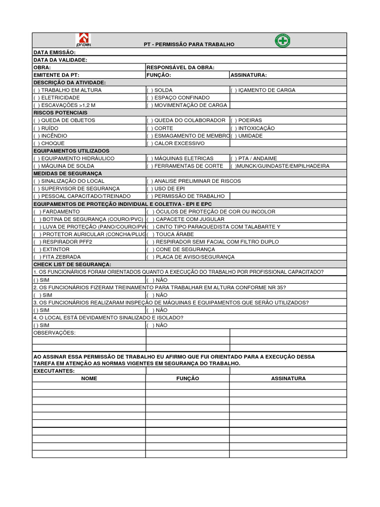 Modelo de Permissão de Trabalho | PDF