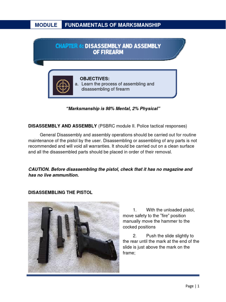 Chapter 6 - Disassembly and Assembly of Firearm | PDF | Trigger (Firearms) | Projectiles