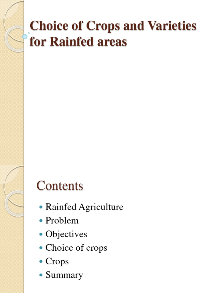 Choice of Crops and Varieties For Rainfed Areas | PDF | Agriculture | Soil
