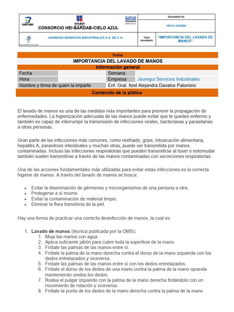 IMPORTANCIA DEL LAVADO DE MANOS | PDF | Lavado de manos | Salud pública