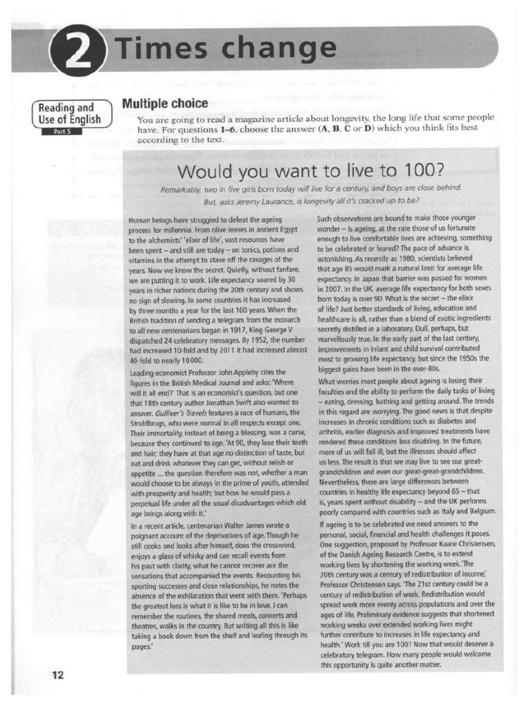 Would You Want To Live To A 100 | PDF