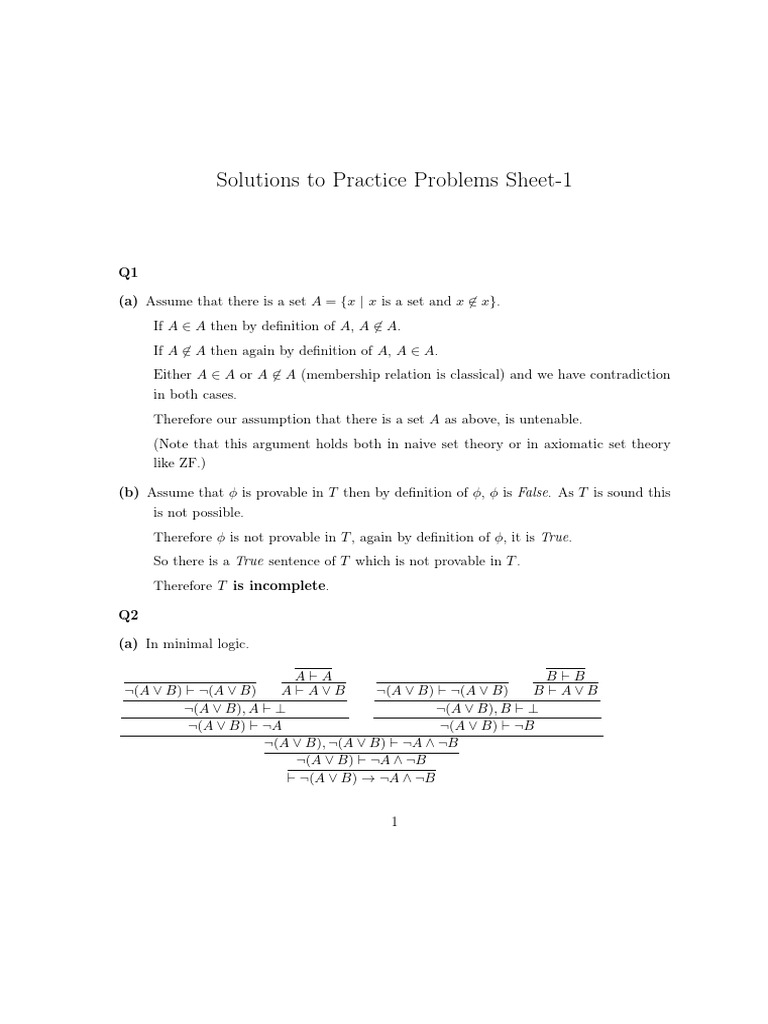CS201Assignment1 Sol1 | PDF | Formalism (Deductive) | Mathematics