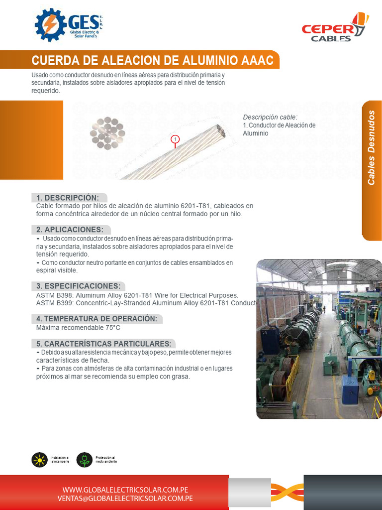 Cable Aluminio Aaac | PDF | Ingeniería de Edificación | Ciencias fisicas