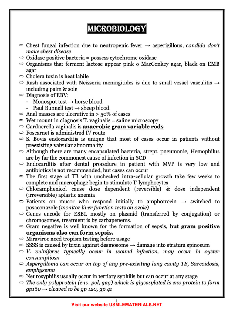 Microbiology Uworld Notes For Usmle Step 1 Second Edition PDF DR Notes ...