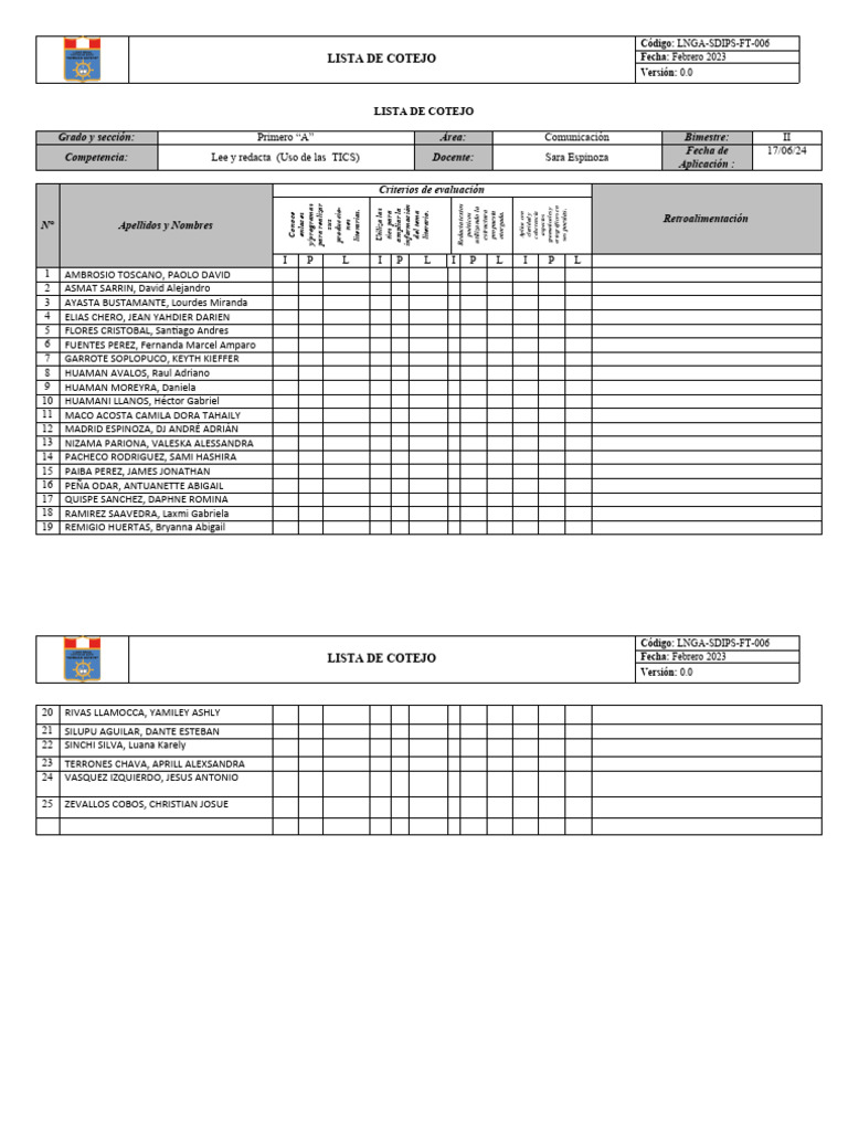 Uso de Las Tics 1 A Sec | PDF