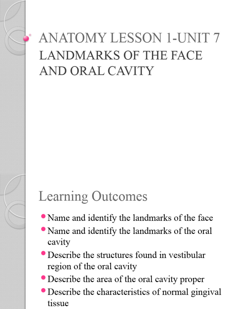 Anatomy-Landmarks of The Face and Oral Cavity | PDF | Tongue | Animal ...