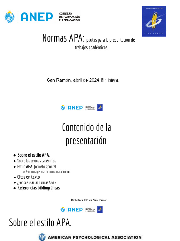 Biblioteca - Normas APA - IFD - 2024. | PDF | Estilo apa | Citación