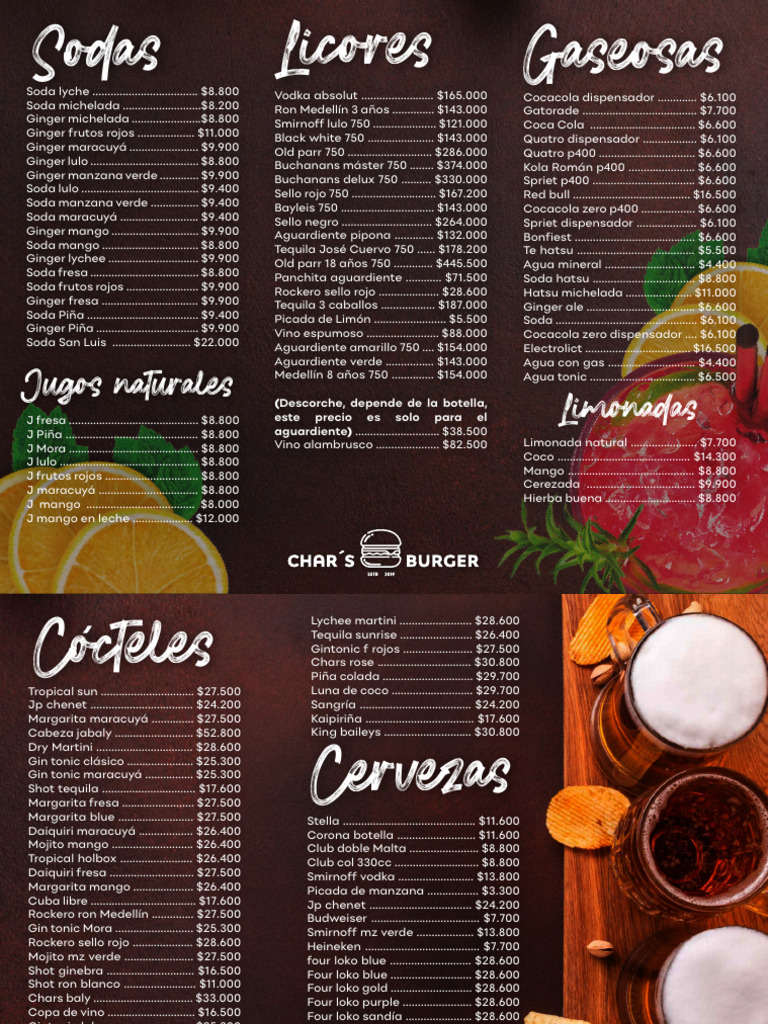 Carta Bebidas | PDF | Bebida | Bebidas alcohólicas