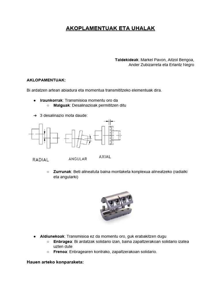 Makinen Elemetuak (Korreak Eta Akoplamendu Lana) | PDF