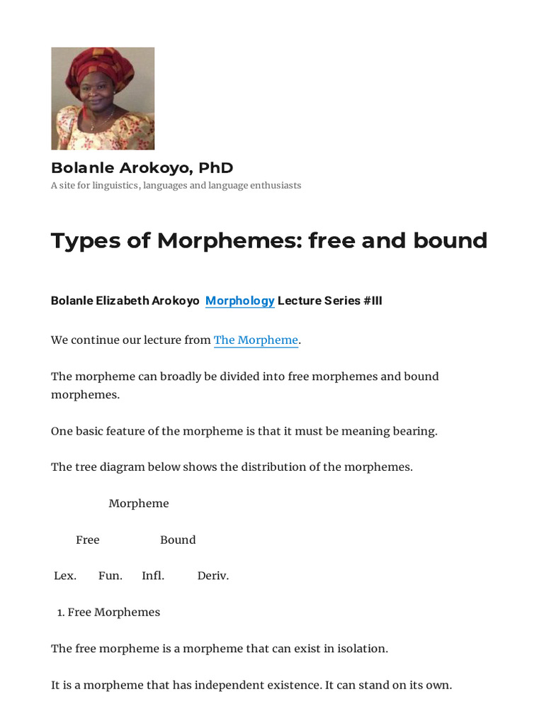 3- Types of Morphemes_ free and bound – Bolanle Arokoyo, PhD | Download ...