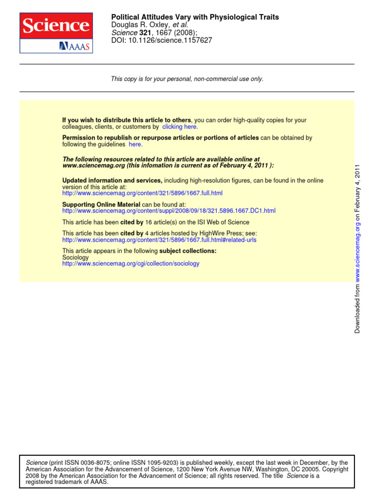 Physiological Traits and Political Views | PDF | Psychology ...