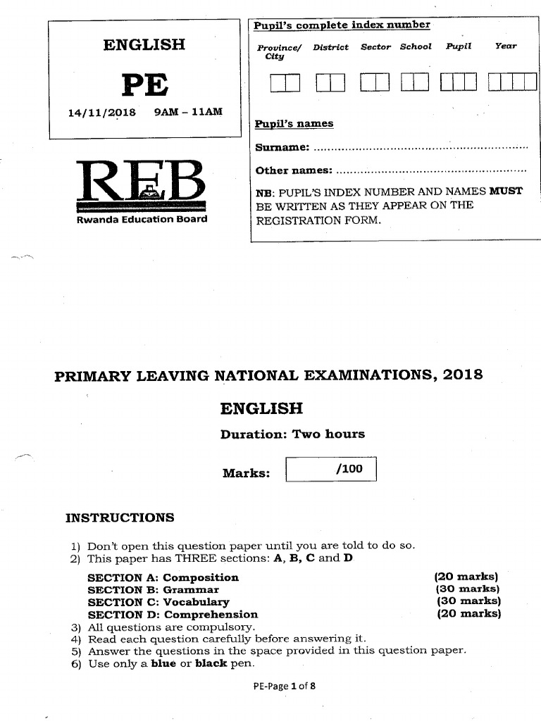 2018 English Past Paper | PDF