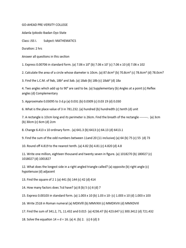 2n Term Math JSS 1 | PDF | Euclidean Plane Geometry | Elementary Geometry