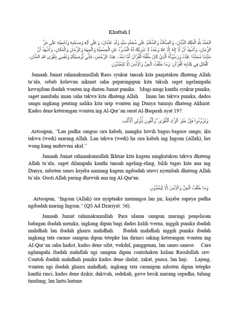 Khutbah I | PDF | Wellness | Religion & Spirituality