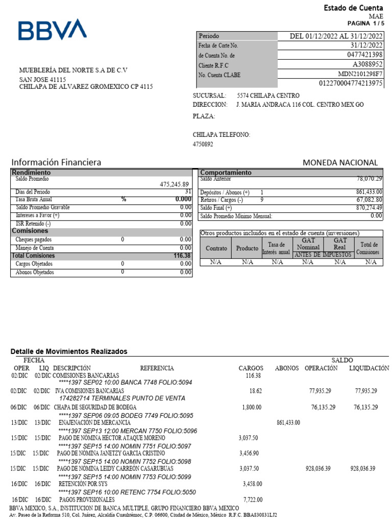 Estado de Cuenta Bancaria | PDF | Bancos | Sector privado