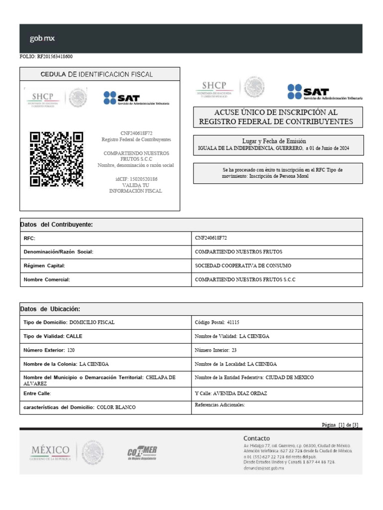 Acuse de Incripci N Al RFC | PDF | Gobierno