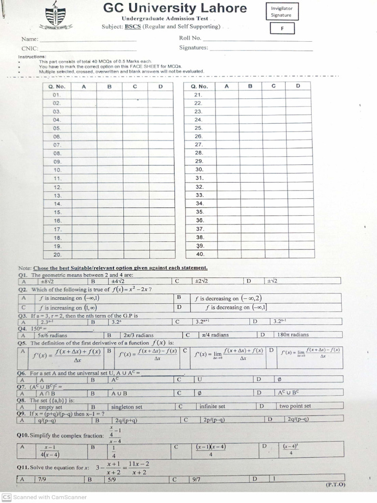BSCS SamplePaper 2024 | PDF
