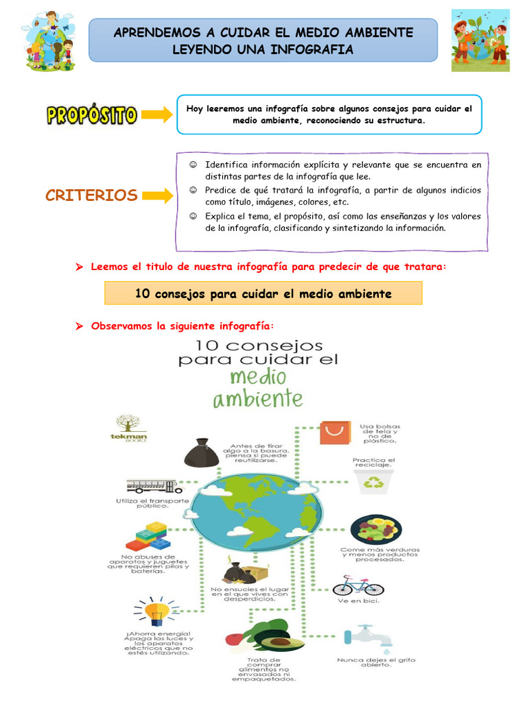 Consejos para Cuidar el Medio Ambiente | PDF | Infografia | Ciencia ...