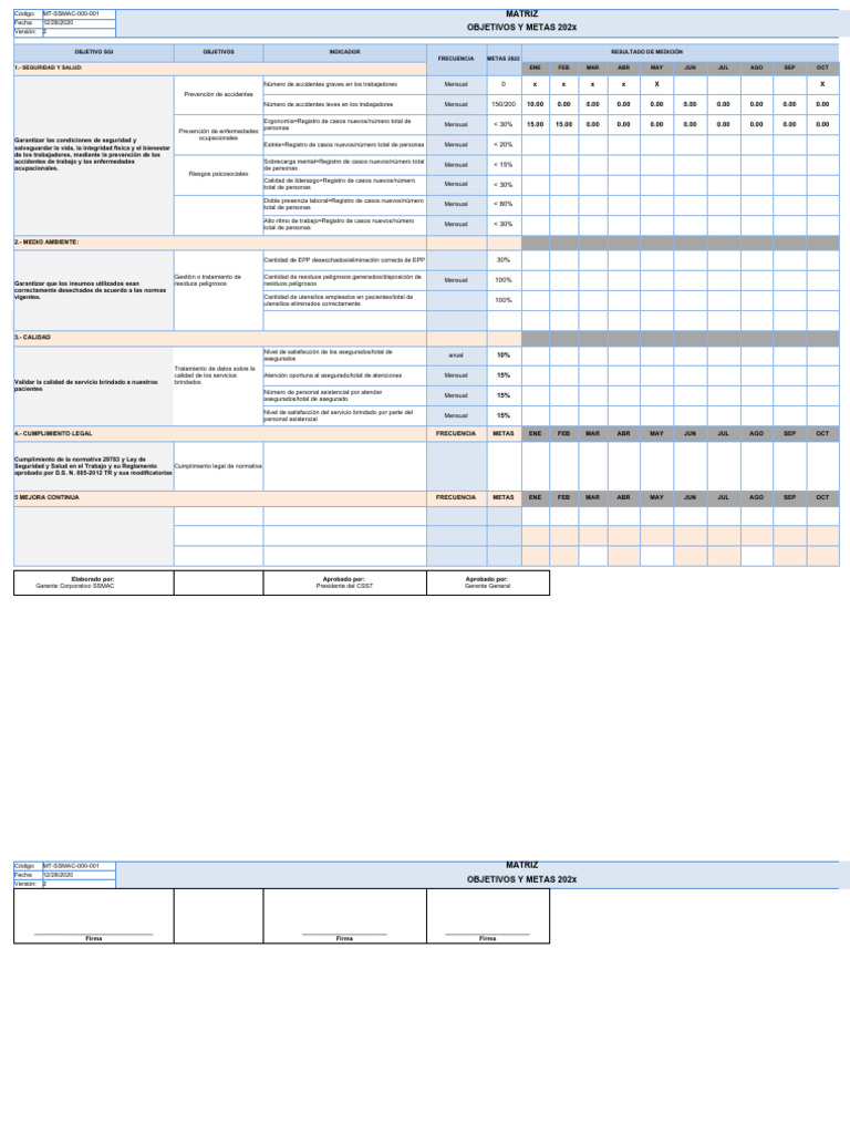 Formato de Matriz Objetivos, Metas y Programa | PDF