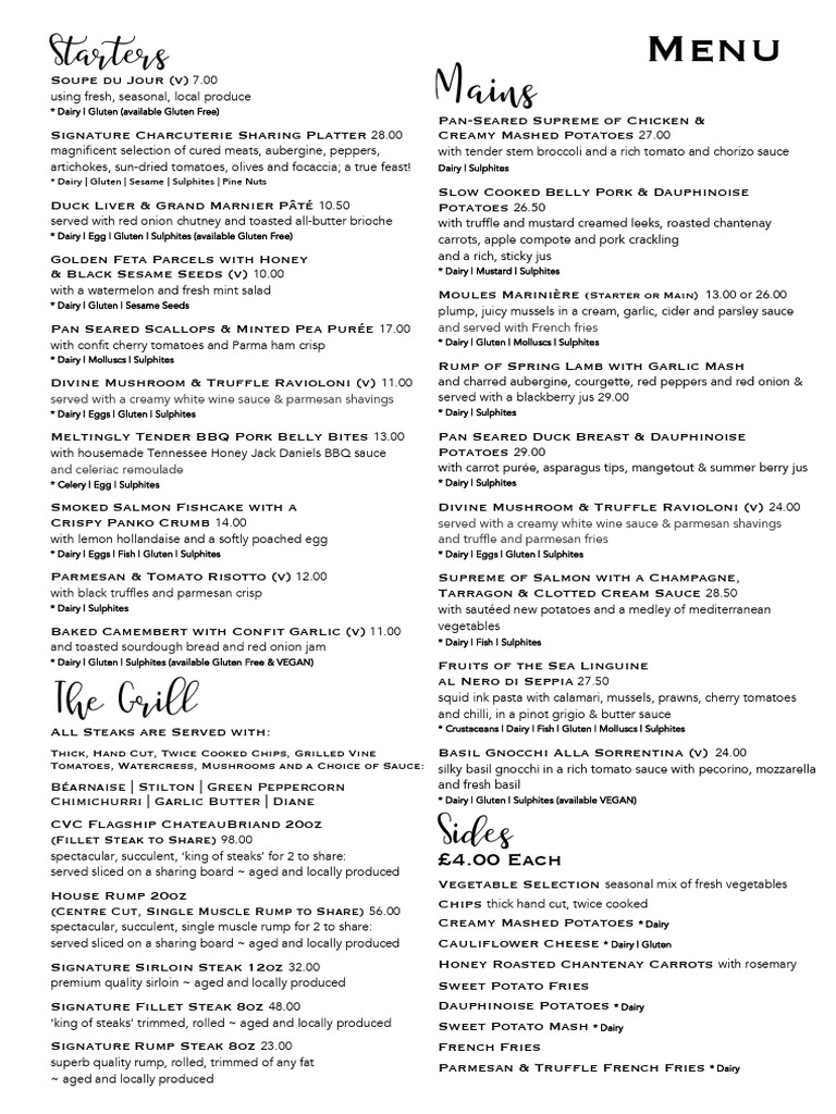 Spring Summer a La Carte Menu 2024 | PDF | French Fries | Steak