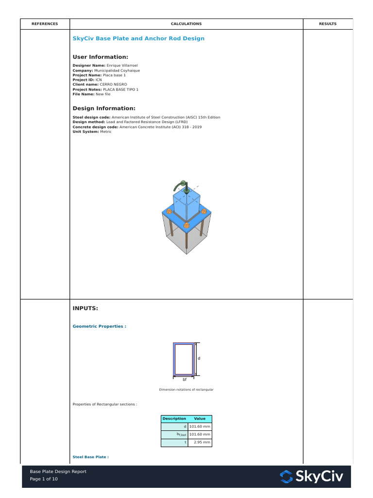 Base Plate 1 Design Report | PDF | Strength Of Materials | Materials ...