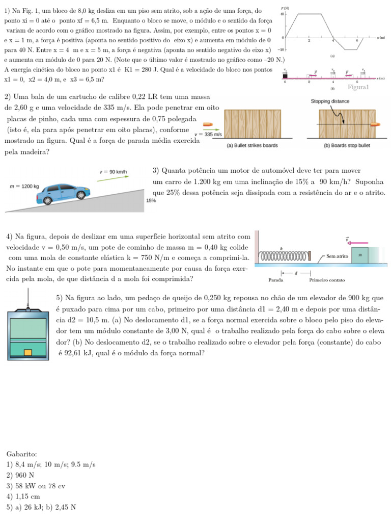 1 Exercicios Aula 1202 Trabalho | PDF | Atrito | Mecânica