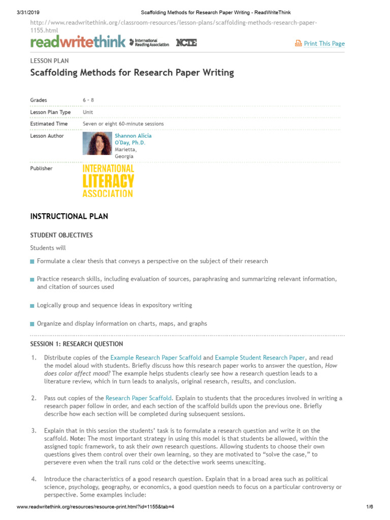 Scaffolding Methods For Research Paper Writing - LESSONS | PDF ...