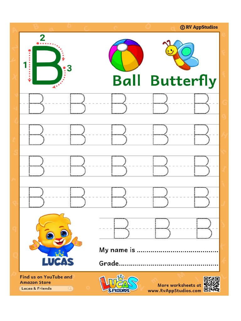 270 Free Printable Worksheets For Kids Capital Letter B Tracing ...