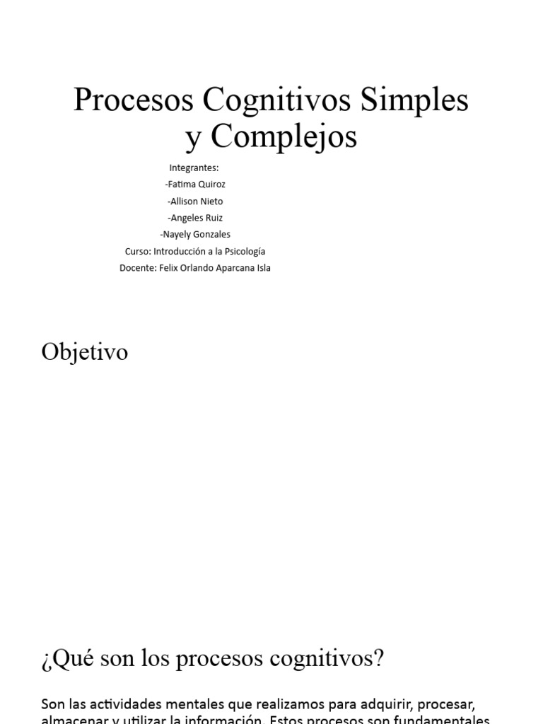Procesos Cognitivos Simples y Complejos | PDF | Pensamiento | Cognición