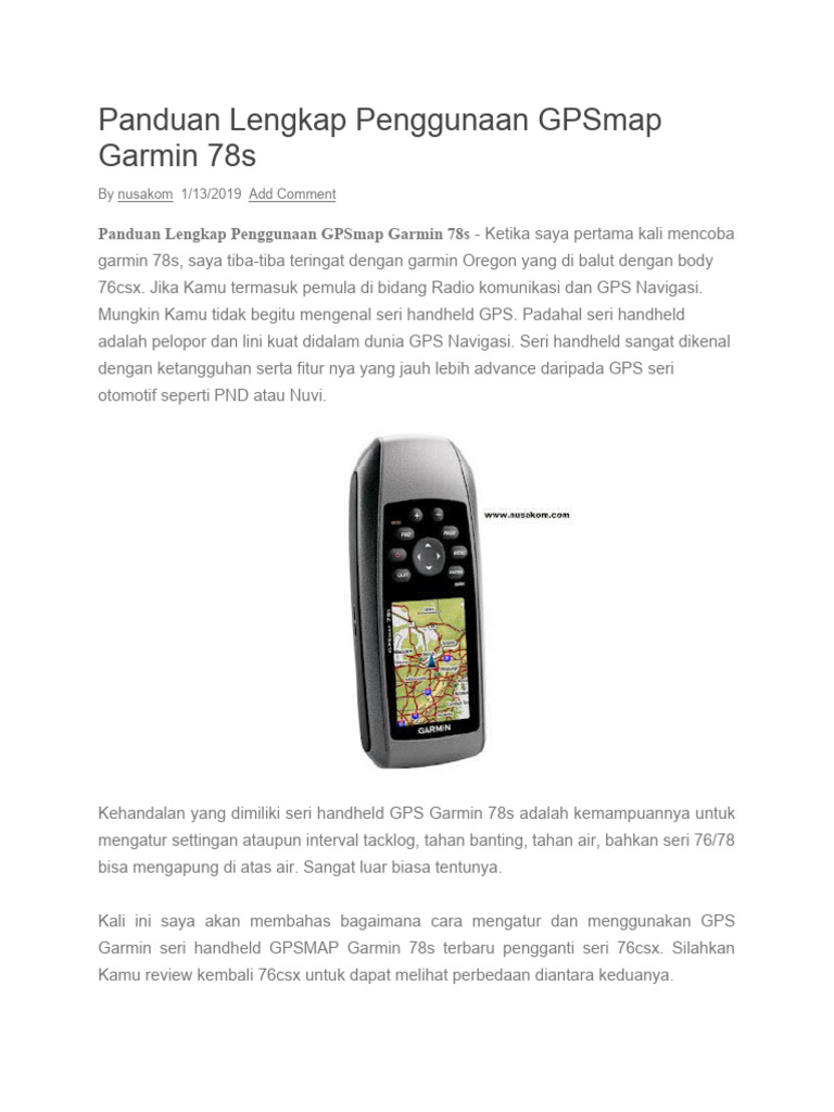 Panduan Lengkap Penggunaan GPSmap Garmin 78s | PDF