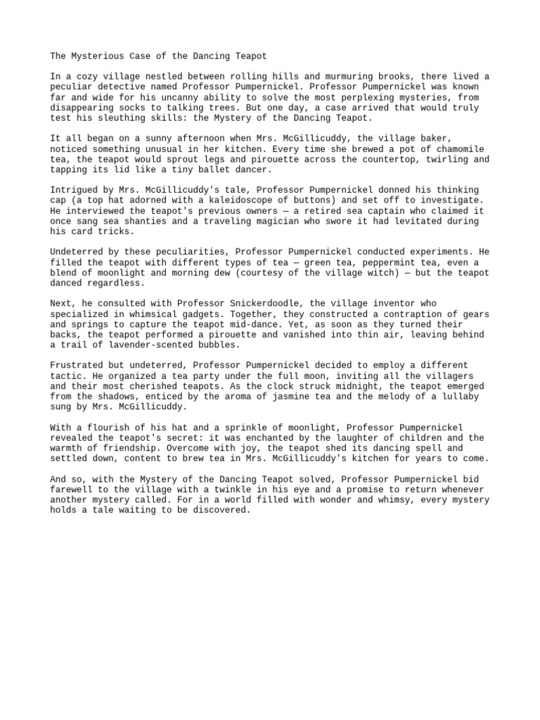 The Mysterious Case of The Dancing | PDF | Tea