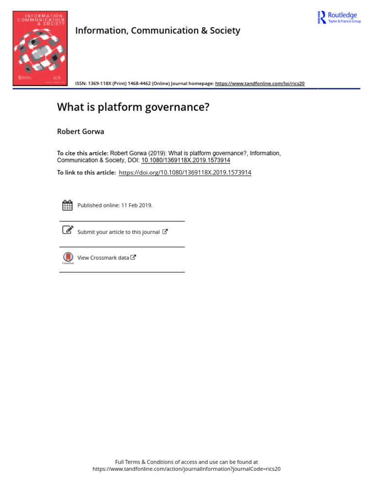 What Is Platform Governance - Complementar | PDF | Governance | Facebook
