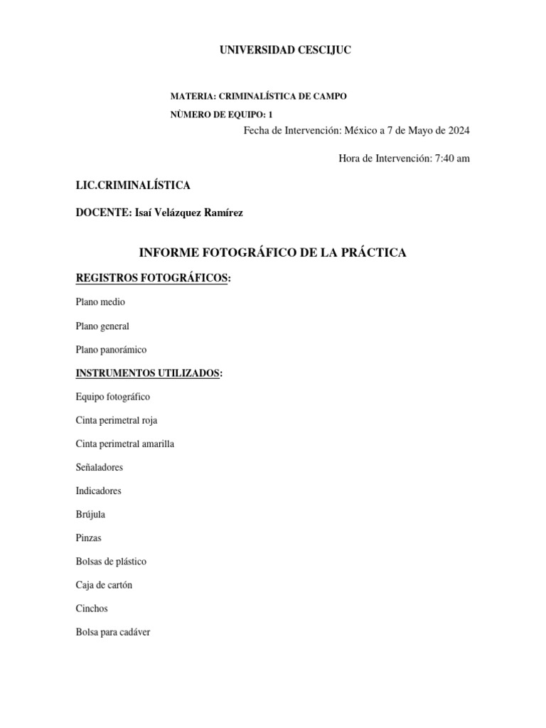 Formato de Documentación Fotográfica de La Práctica 3 | PDF | Armas de proyectiles | Proyectiles