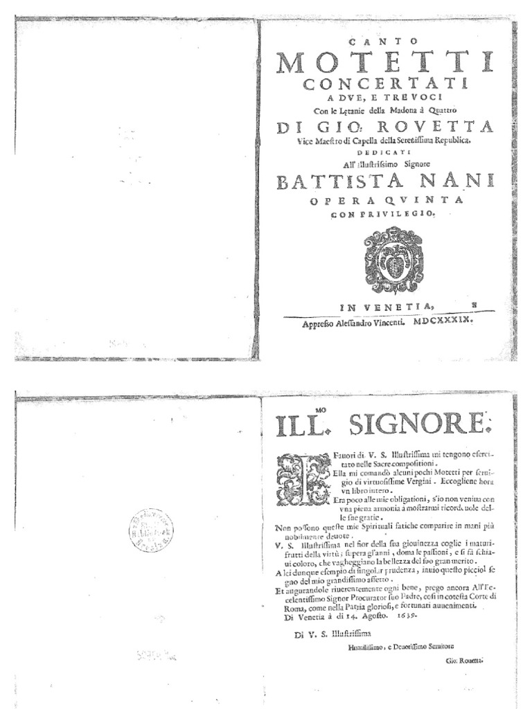 Rovetta Motetti Concertati Op5 | PDF