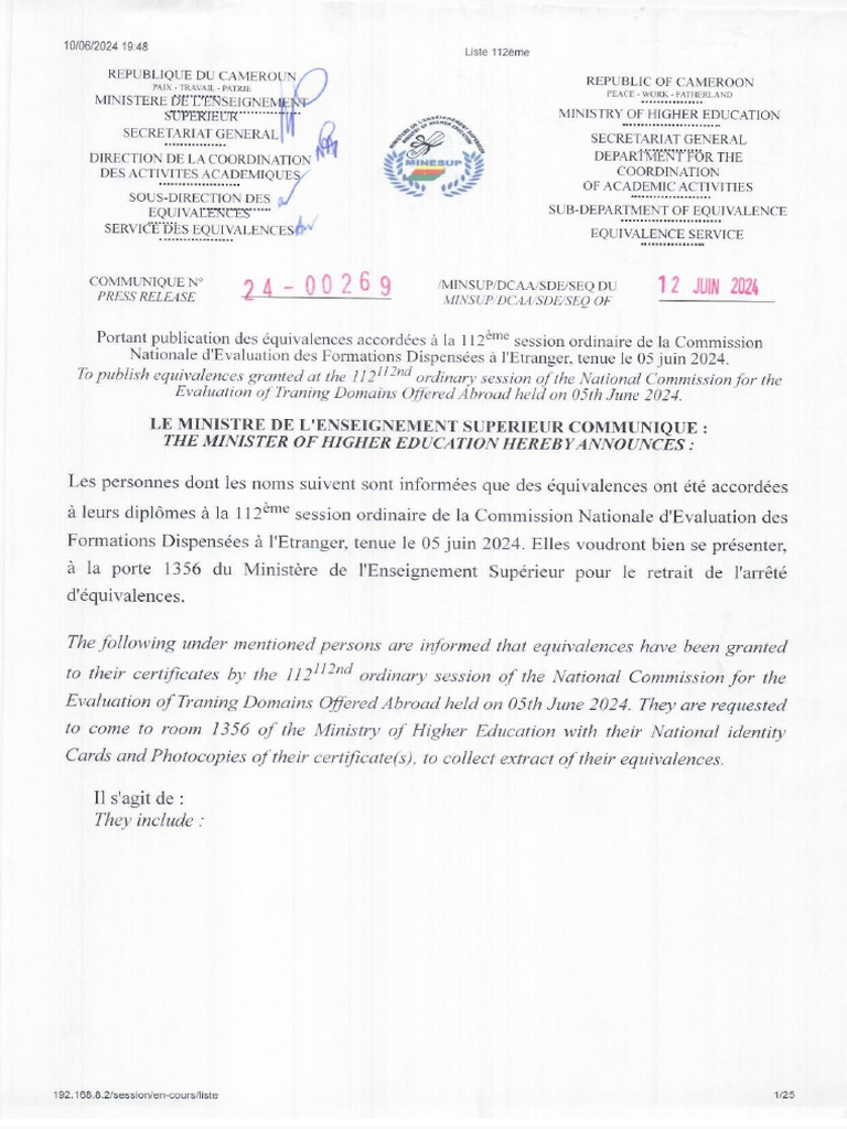 112eme CNE Equivalences Accordees | PDF 112eme CNE Equivalences Accordees | PDF
