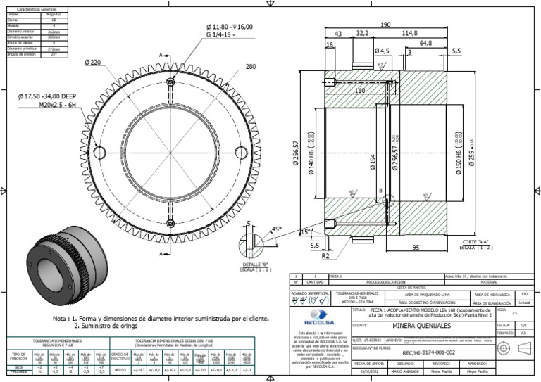 PIEZACOPLAMIENTO EJE REDUCTOR MODELO LBK 160 (Acoplamiento de Alta Del Reductor Del Winche de ...