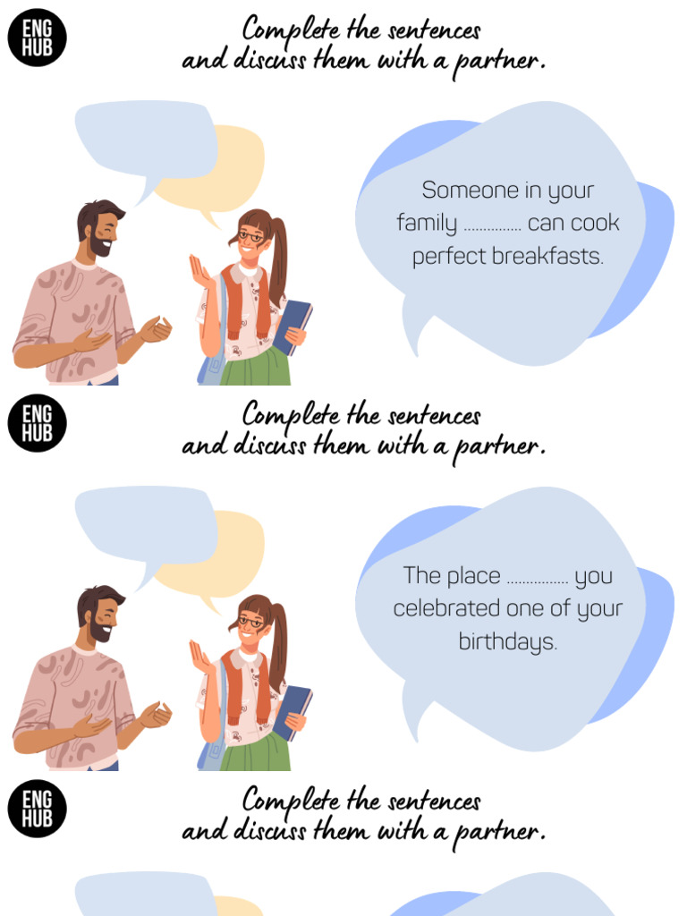 Sentence Completion Discussion Prompts | PDF | Linguistics | Languages