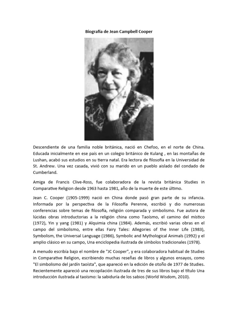 Biografía de Jean C. Cooper | PDF