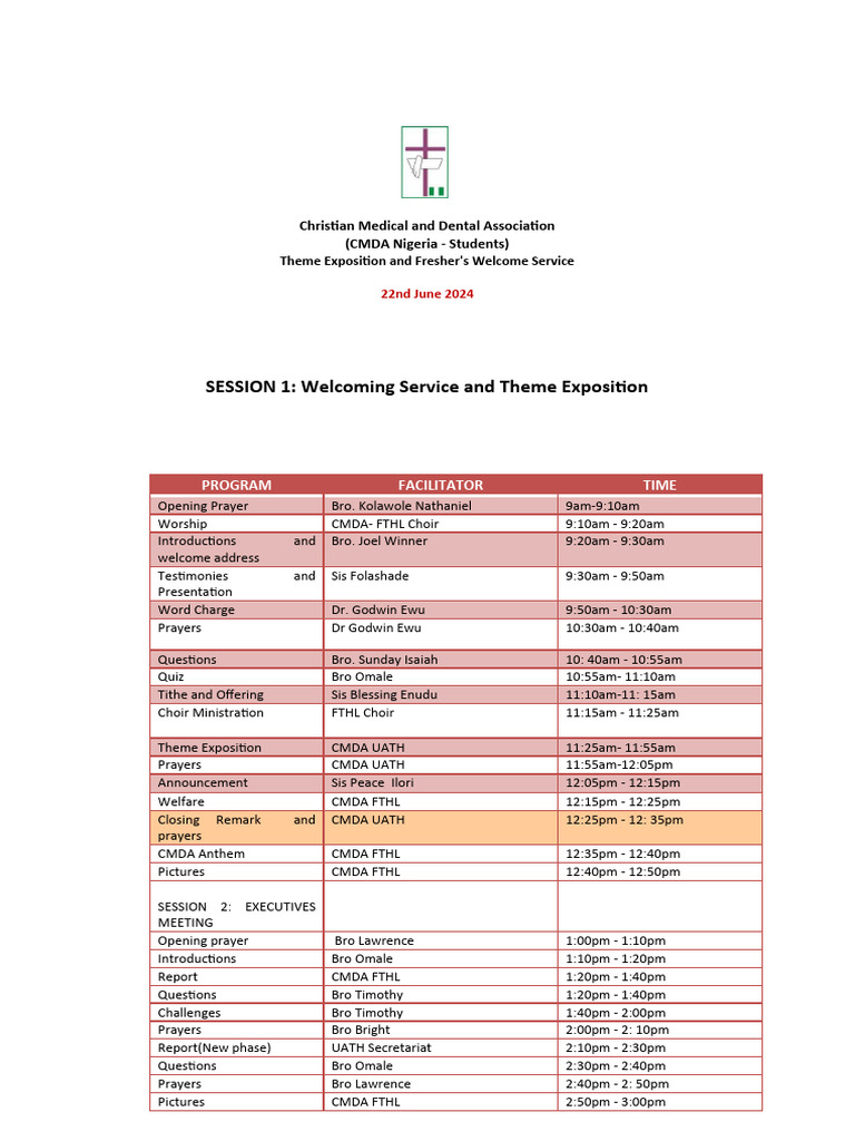 Updated FULTH VISIT PROGRAM-1-1 | PDF | Prayer